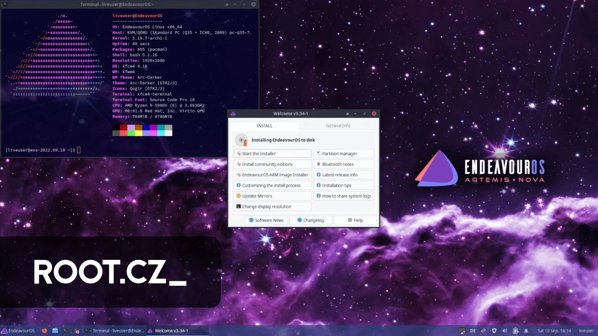 EndeavourOS 22.9 „Artemis Nova“ přináší aktuální software a mění práci se zavaděčem - Root.cz