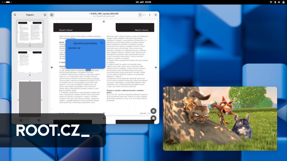 GNOME 49 s novým prohlížečem dokumentů a přehrávačem videa - Root.cz