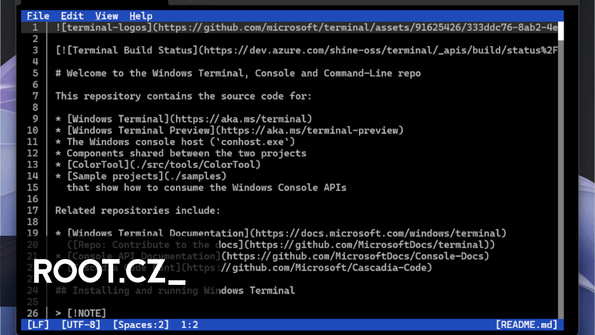 Nový konzolový editor Edit od Microsoftu - Root.cz