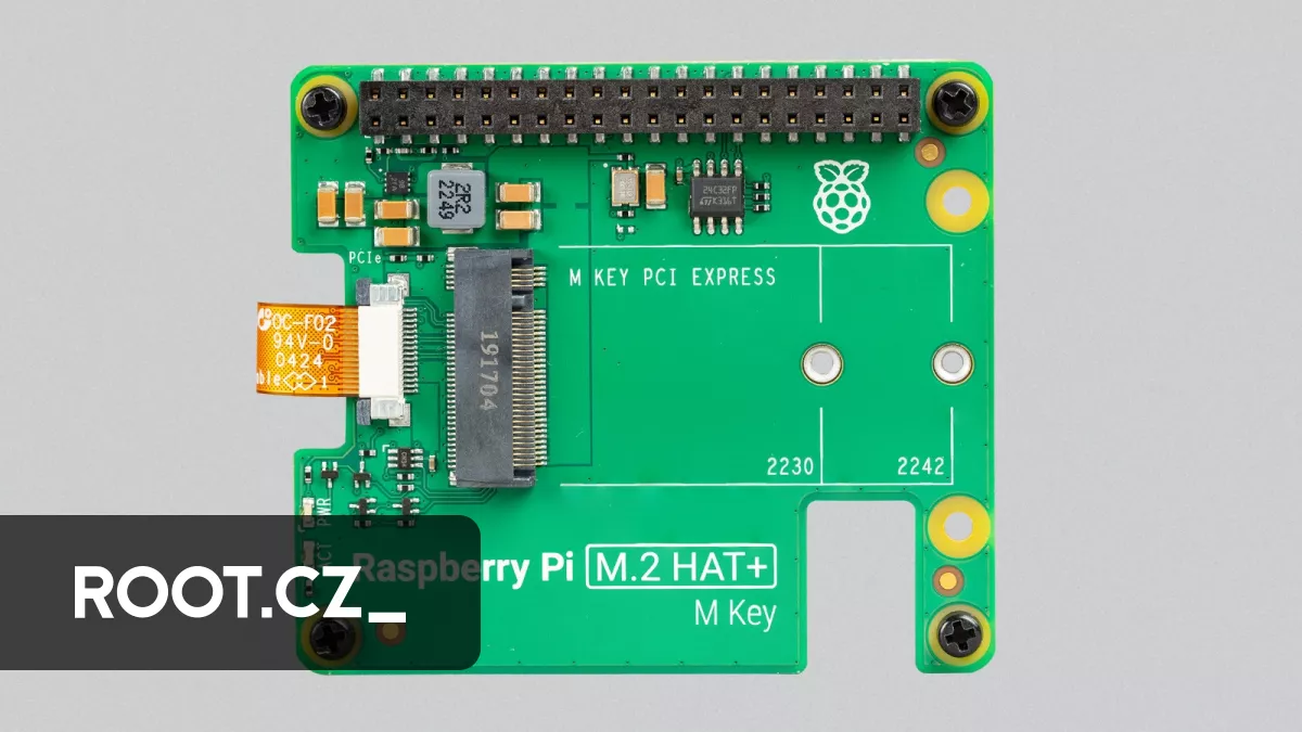 Raspberry má oficiální M.2 HAT+ pro připojení NVMe disků - Root.cz