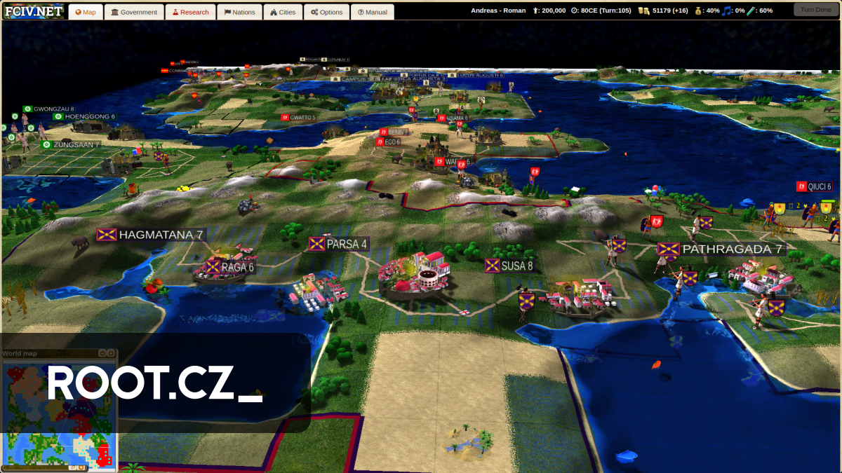 Fciv.net je Freeciv ve 3D pro prohlížeč - Root.cz