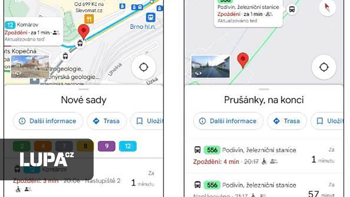 Google Maps nově zobrazují polohu vozů hromadné dopravy v Brně a okolí ...